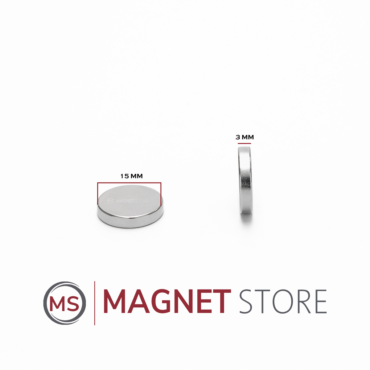 Magnet Store | Neodymium Disc Magnet 15x3mm, N38 Ni more sizes to buy ...